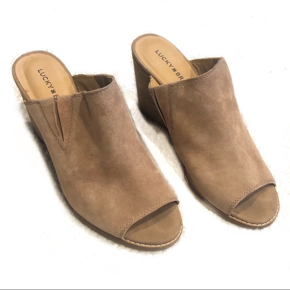 Lucky Brand | Shoes | Lucky Brand Jillah Wedge Mule Slide Peep Toe ...